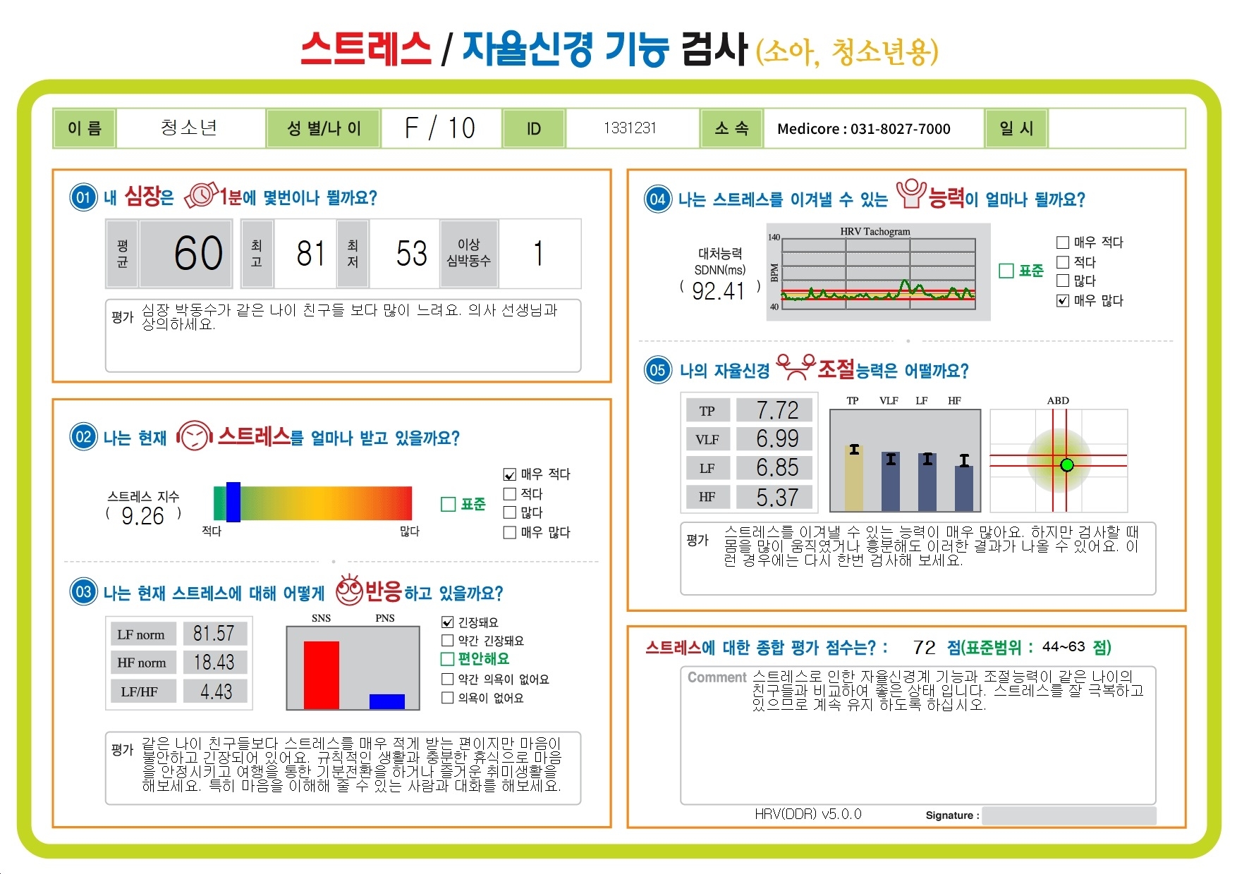(주)메디코아::HRV::SA-3000NEW